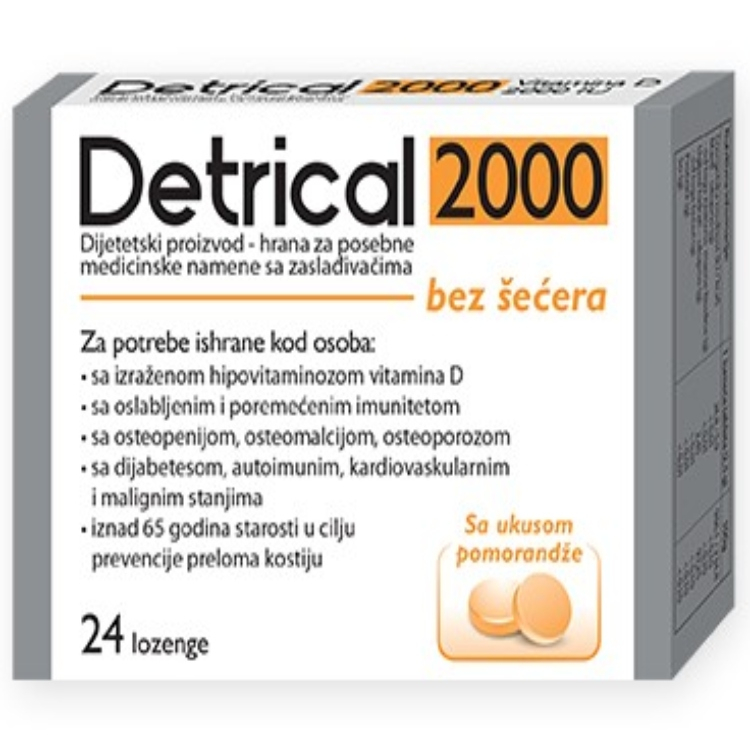 Detrical 2000, ukus pomorandža, 24 lozenge - Online apoteka Srbotrade